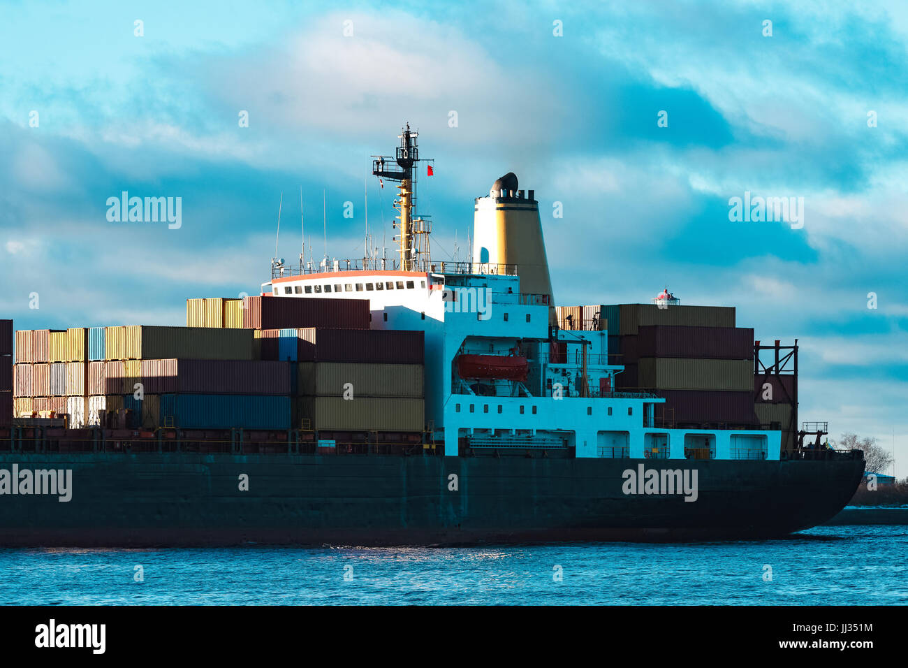 Modern black container ship moving from Baltic sea Stock Photo - Alamy