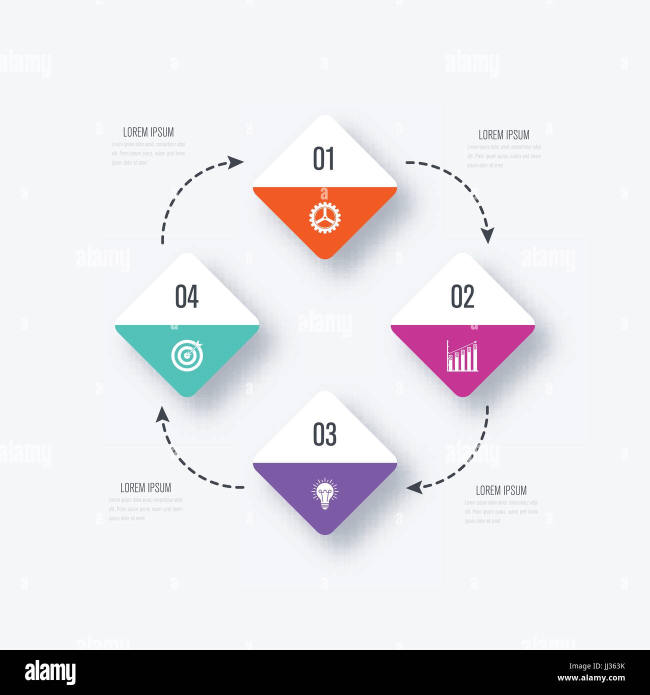 Business infographics template 4 steps with square Stock Vector Image ...