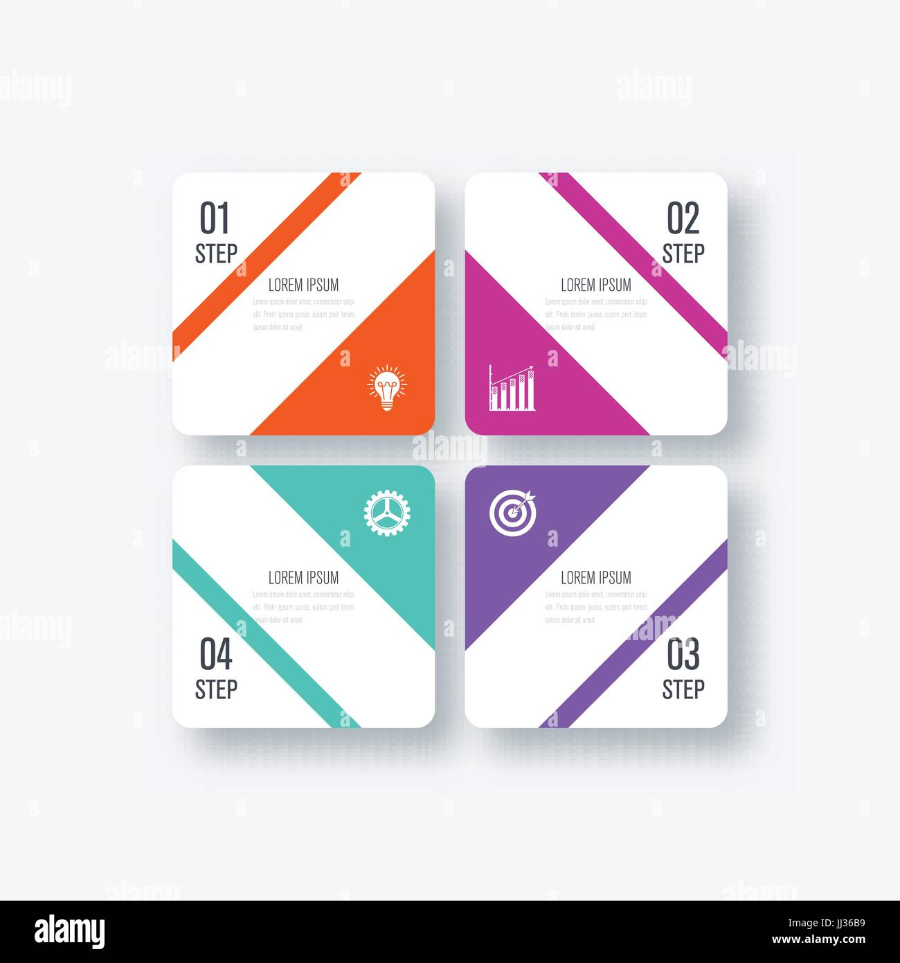 Business infographics template 4 steps with square Stock Vector Image ...