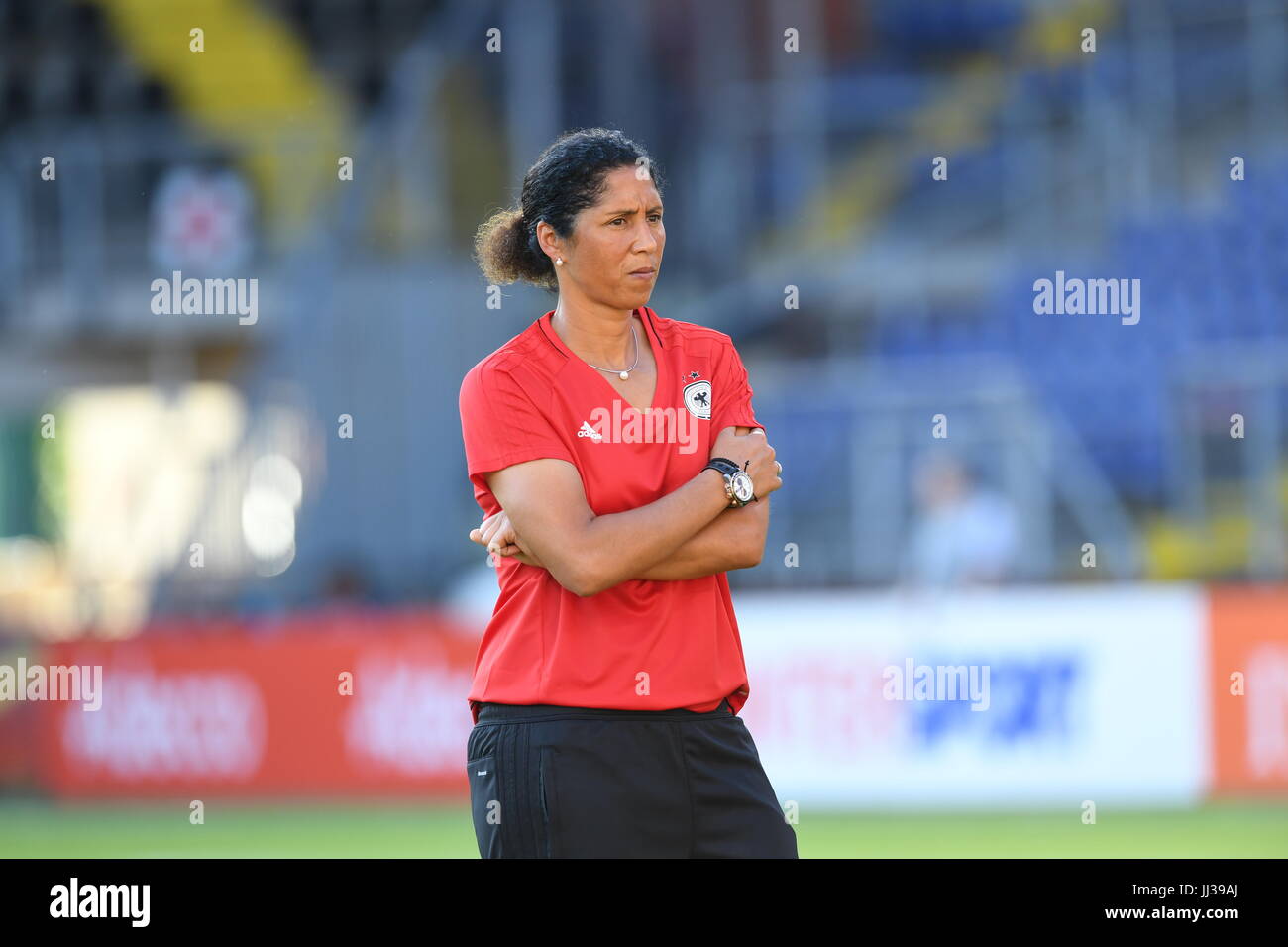 Germany Coach Steffi Jones In The Stadium For The Uefa Womens Euro
