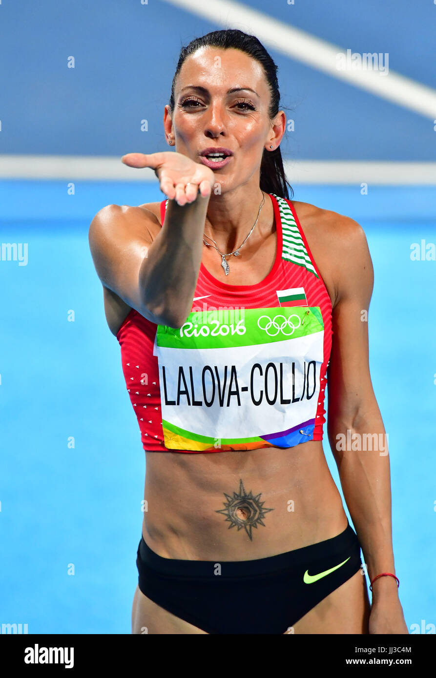 Ivet Lalova-Collio (BUL) reacts after placing second in a women's 200m ...