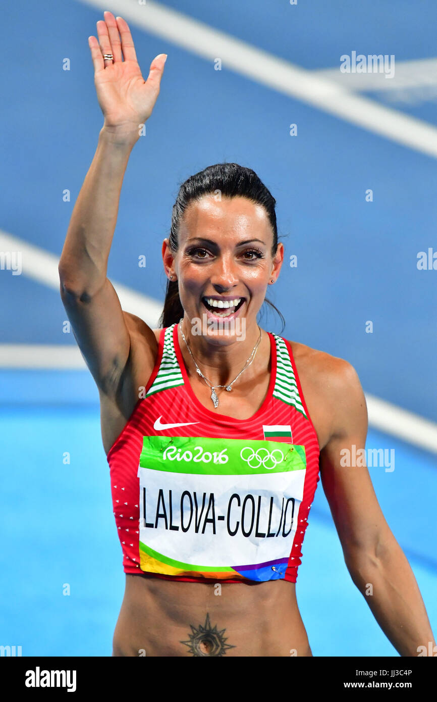 Ivet Lalova-Collio (BUL) reacts after placing second in a women's 200m ...