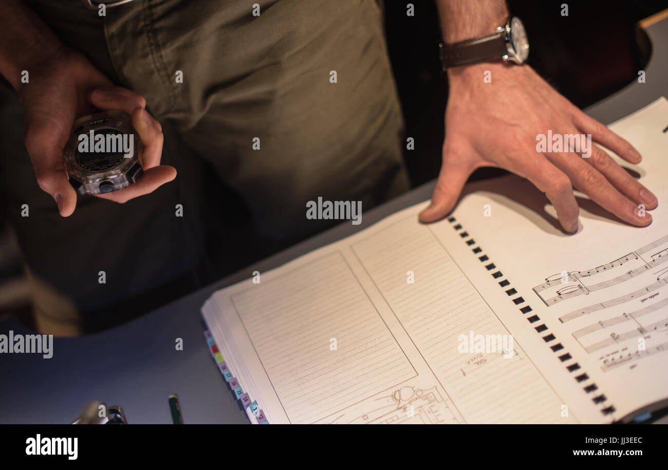 Kenneth Pettitt times the length of a scene in the State Theatre of ...