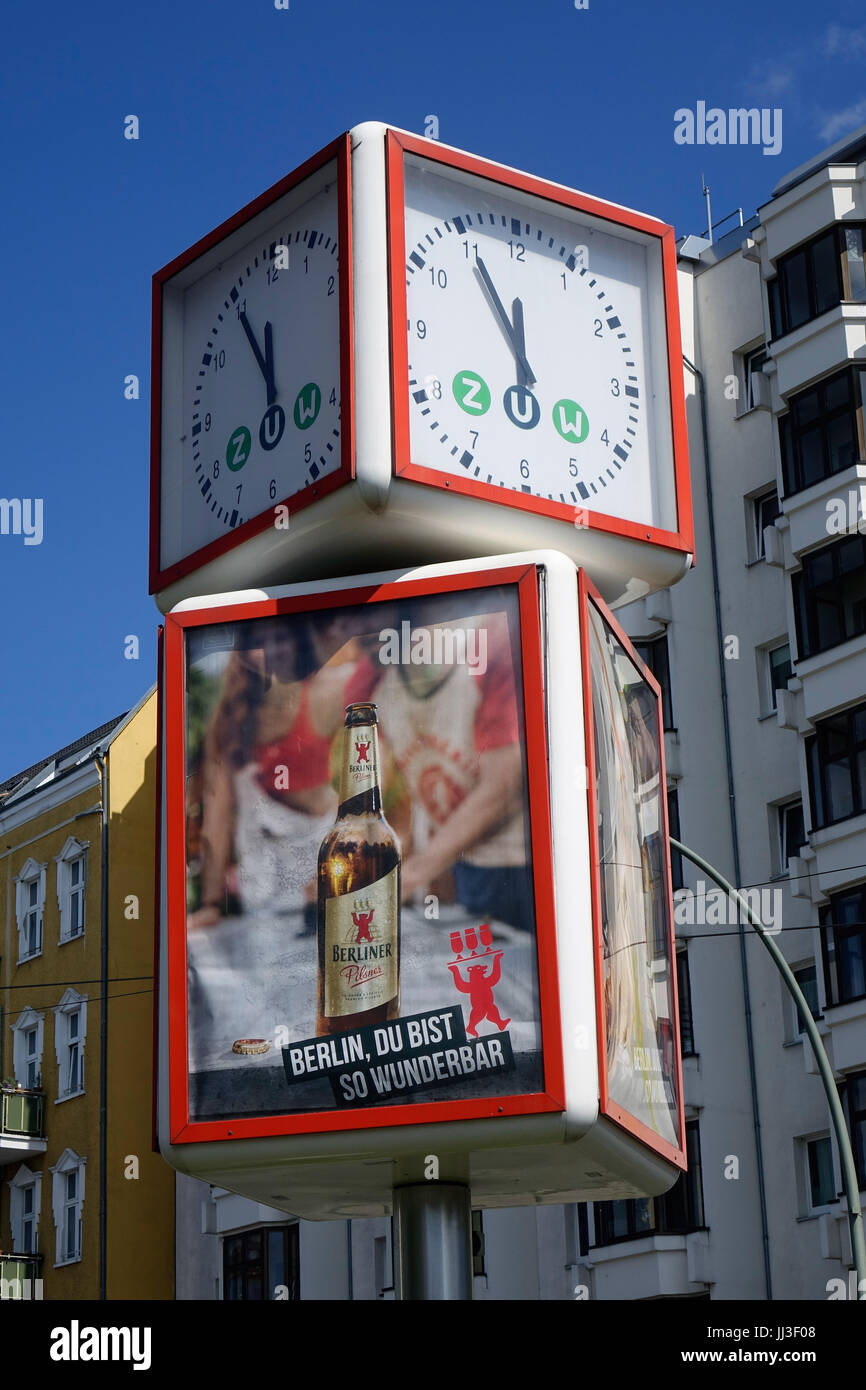 Berlin, Germany. 30th Apr, 2017. On a rotating advertising cube under a ...
