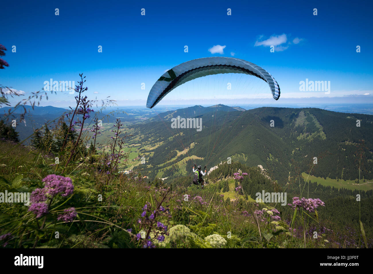 Oberammergau, Germany. 17th July, 2017. dpatop - A paraglider in action ...