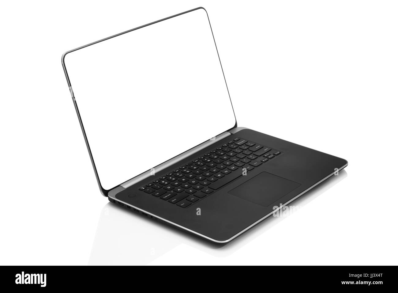 Sleek modern business laptop on white background with reflection Stock ...