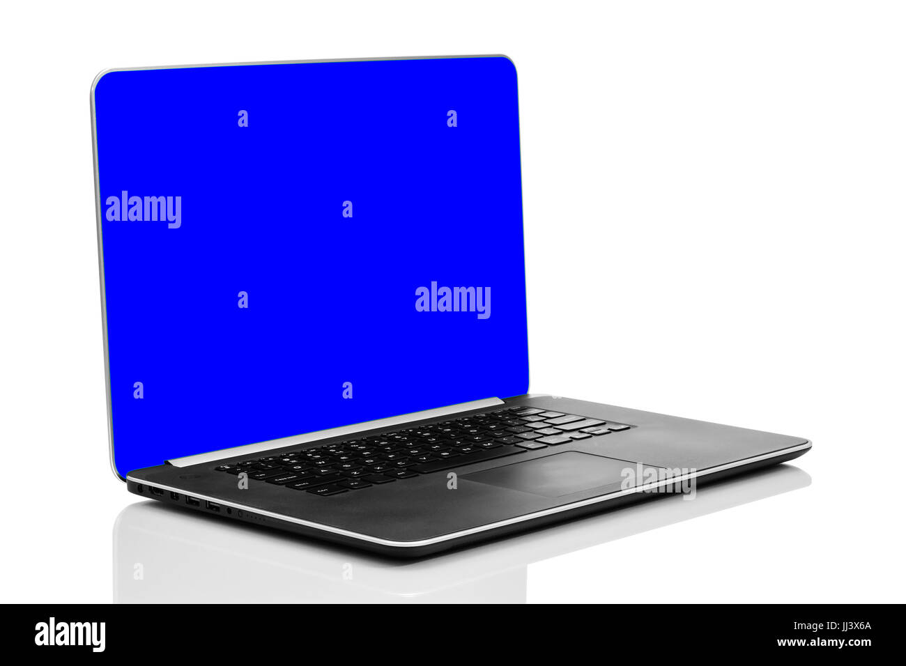 Sleek modern business laptop on white background with reflection Stock ...