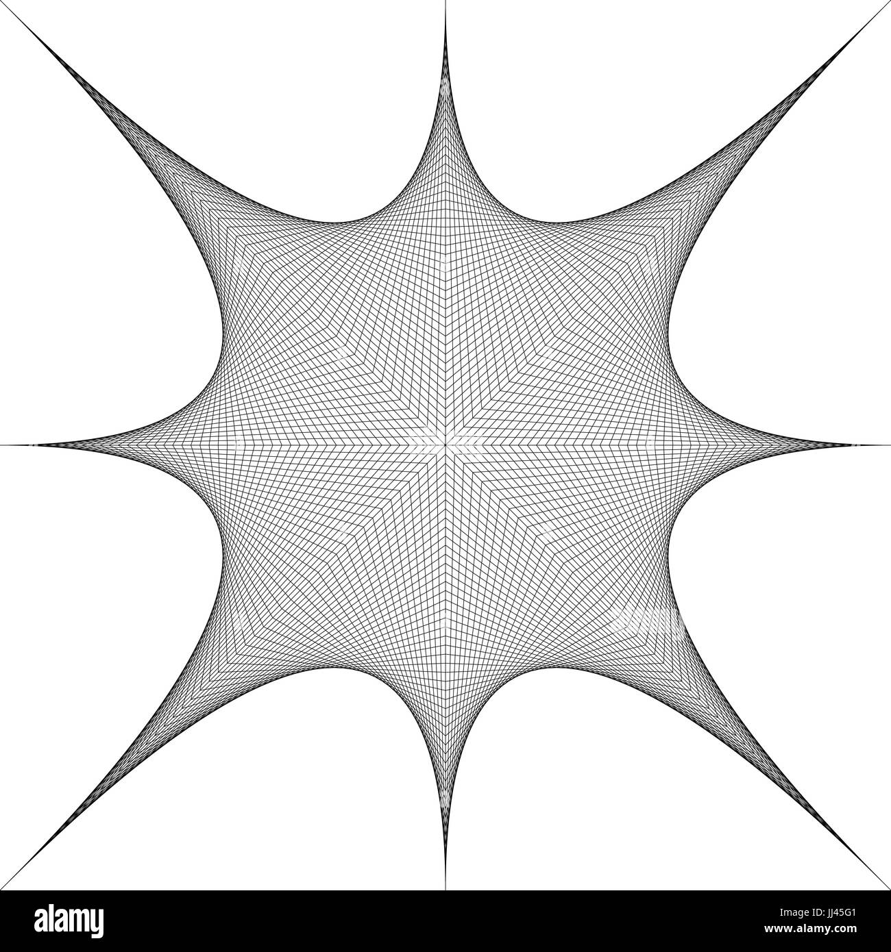 Monochrome line grid pattern kaleidoscope curved star - vector graphic ... Monochrome line grid pattern kaleidoscope curved star - vector graphic ...