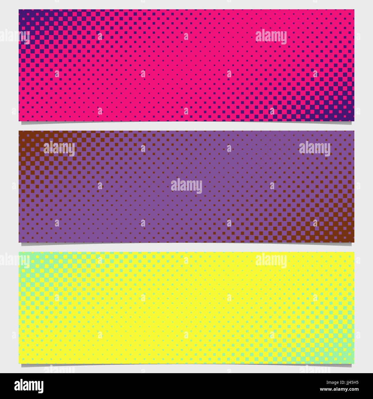 Halftone square pattern horizontal banner set Stock Vector Image & Art ...