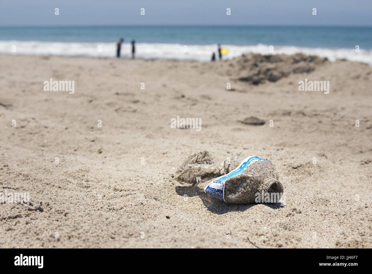 Garbage on sand at beach in los angeles, california Stock Photo - Alamy
