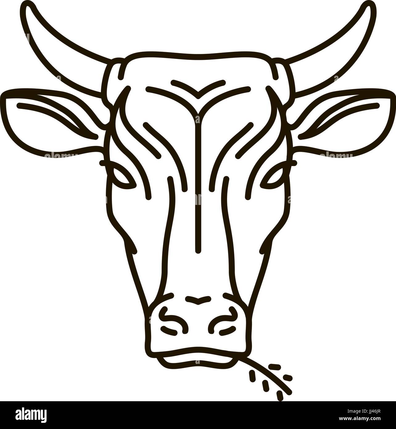 Portrait of cow. Farm animal, bull icon or logo. Vector illustration ...