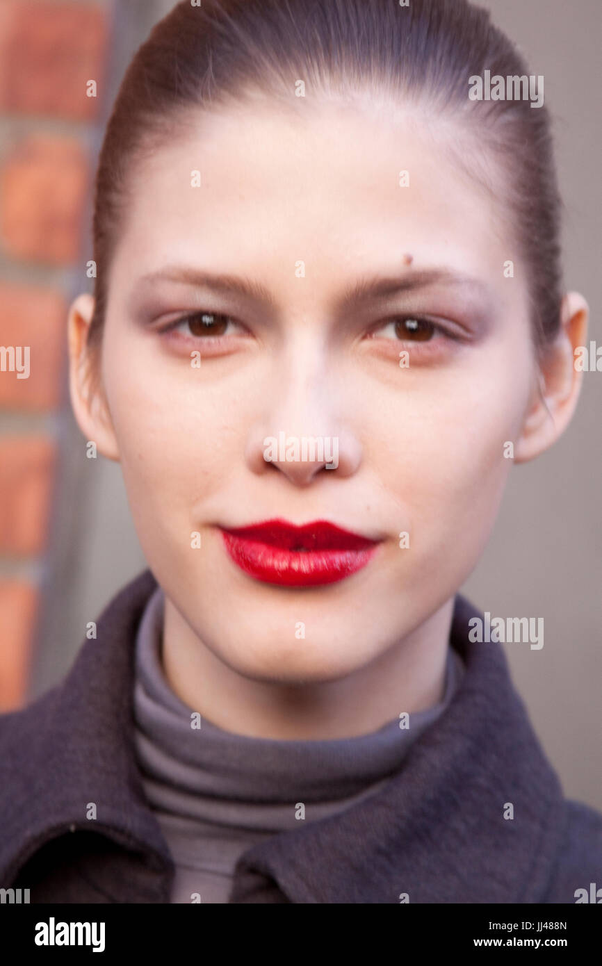 Professional Makeup beauty portrait of Fashion model wearing red ...