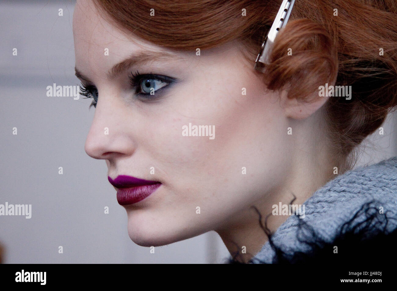 Professional Makeup beauty portrait of Fashion model during New York ...