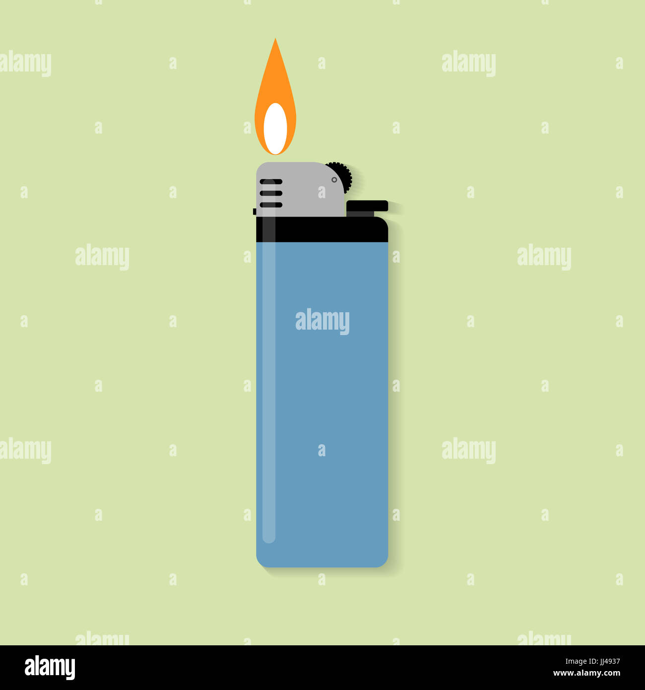 blue gas lighter with fire, isolated, illustration for web site or ...