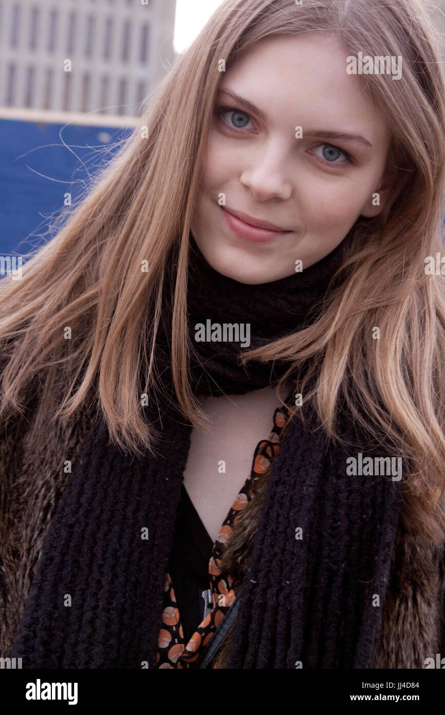 No Makeup beauty portrait of Fashion model during New York Fashion Week ...