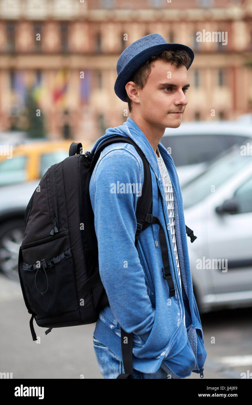 Young boy in urban environment, casual dressed Stock Photo - Alamy