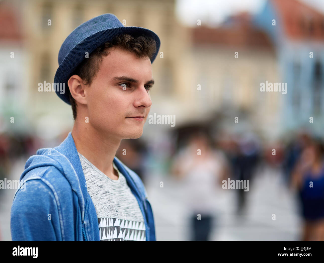 Young boy in urban environment, casual dressed Stock Photo - Alamy
