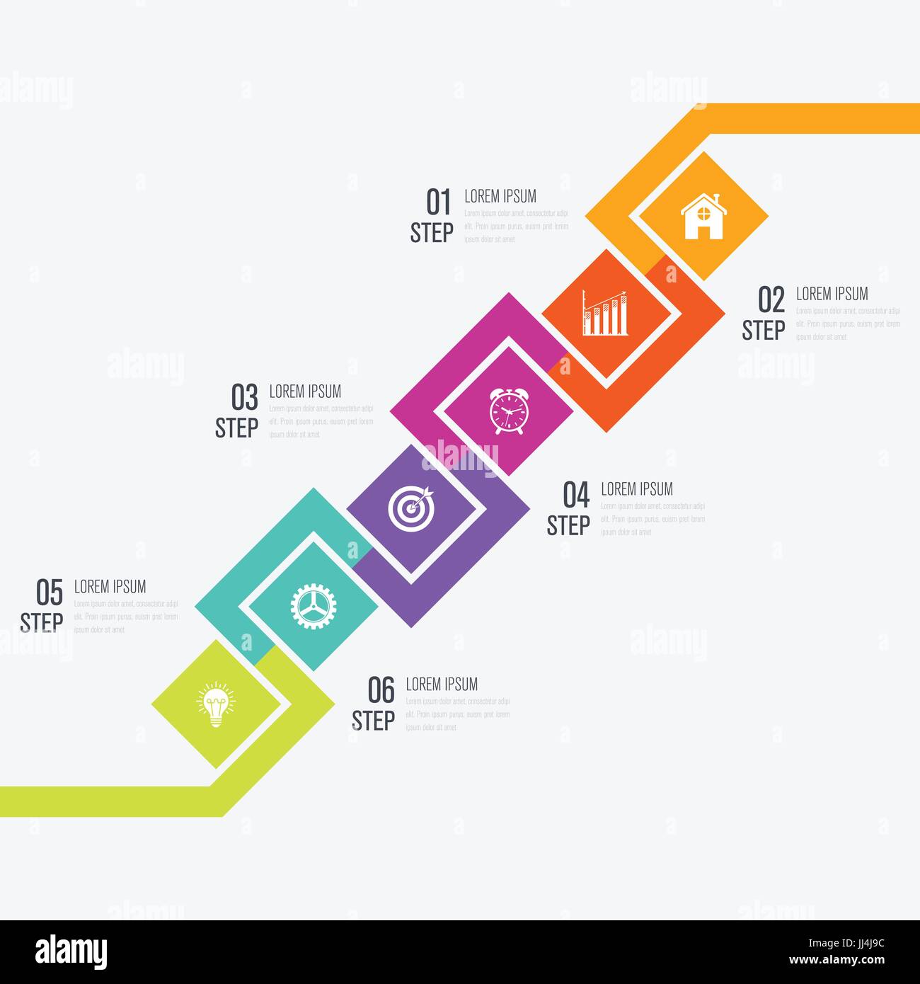 Modern infographics six square process template Stock Vector Image ...