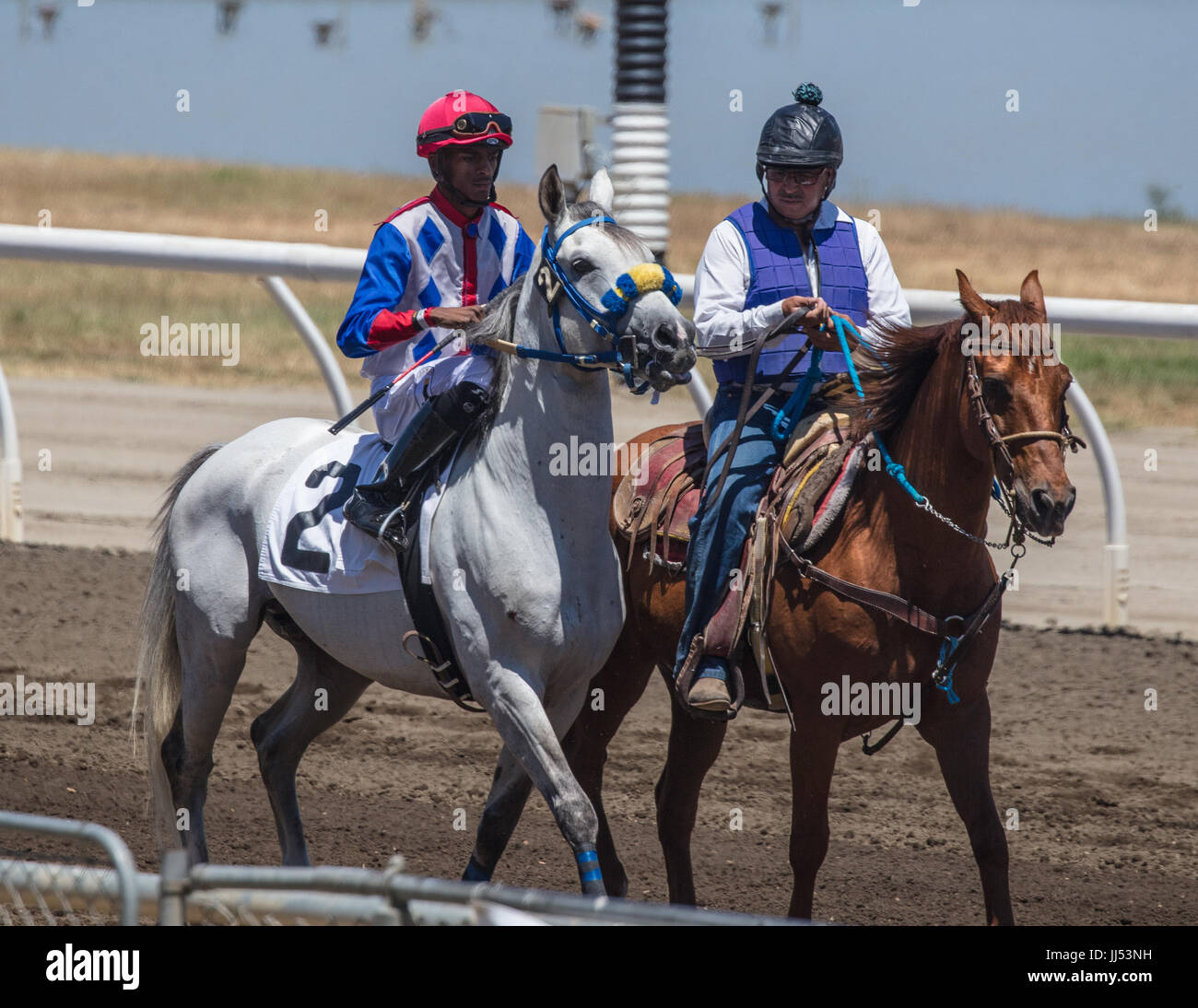 Horse racing action at the Cal Expo in Sacramento, California Stock ...