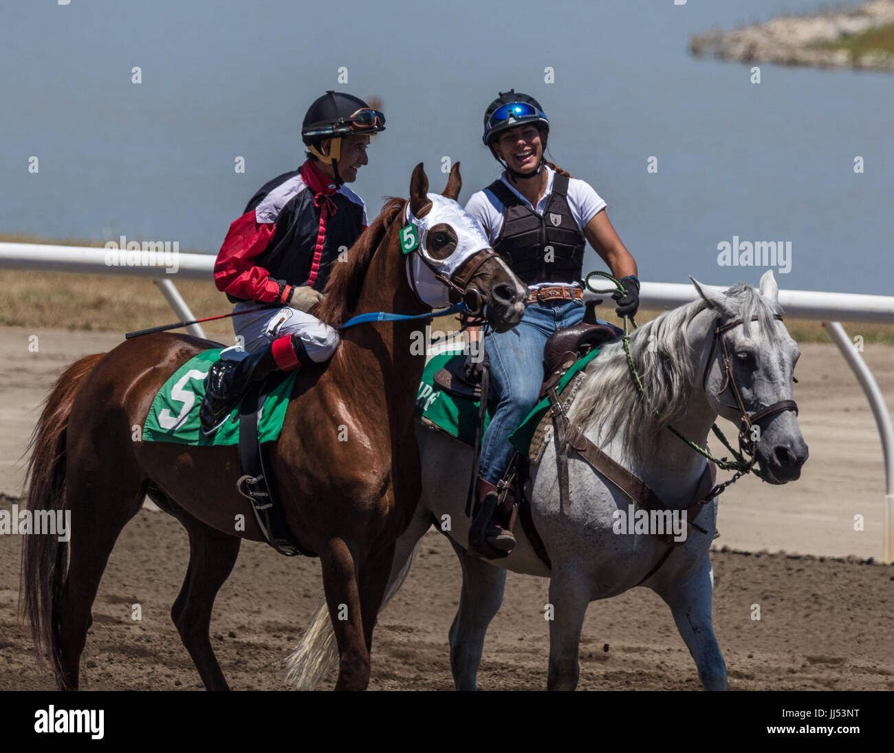 Horse racing action at the Cal Expo in Sacramento, California Stock ...