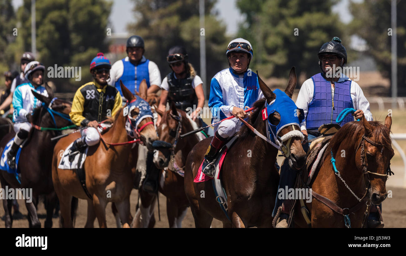 Horse racing action at the Cal Expo in Sacramento, California Stock ...