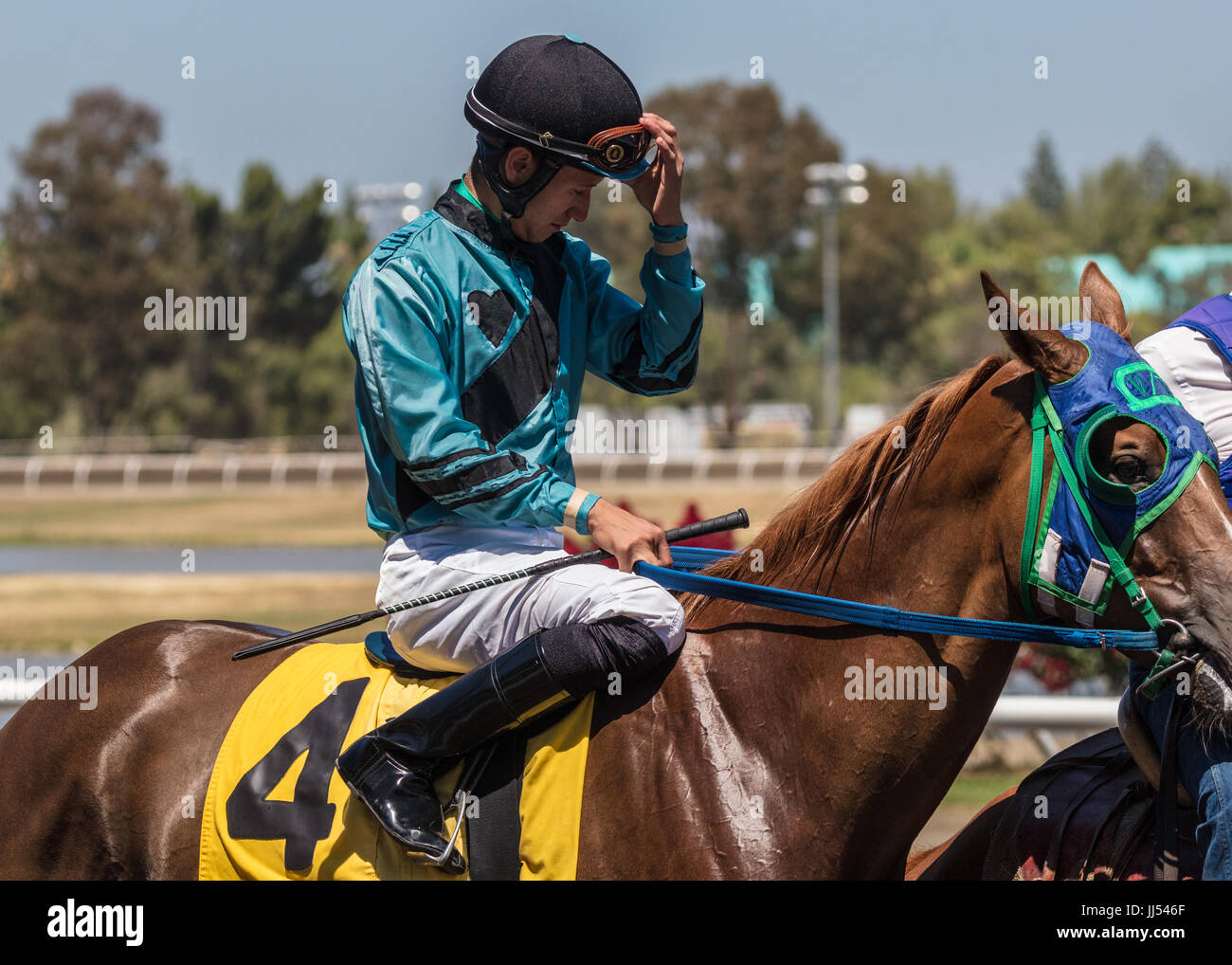 Horse racing action at the Cal Expo in Sacramento, California Stock ...