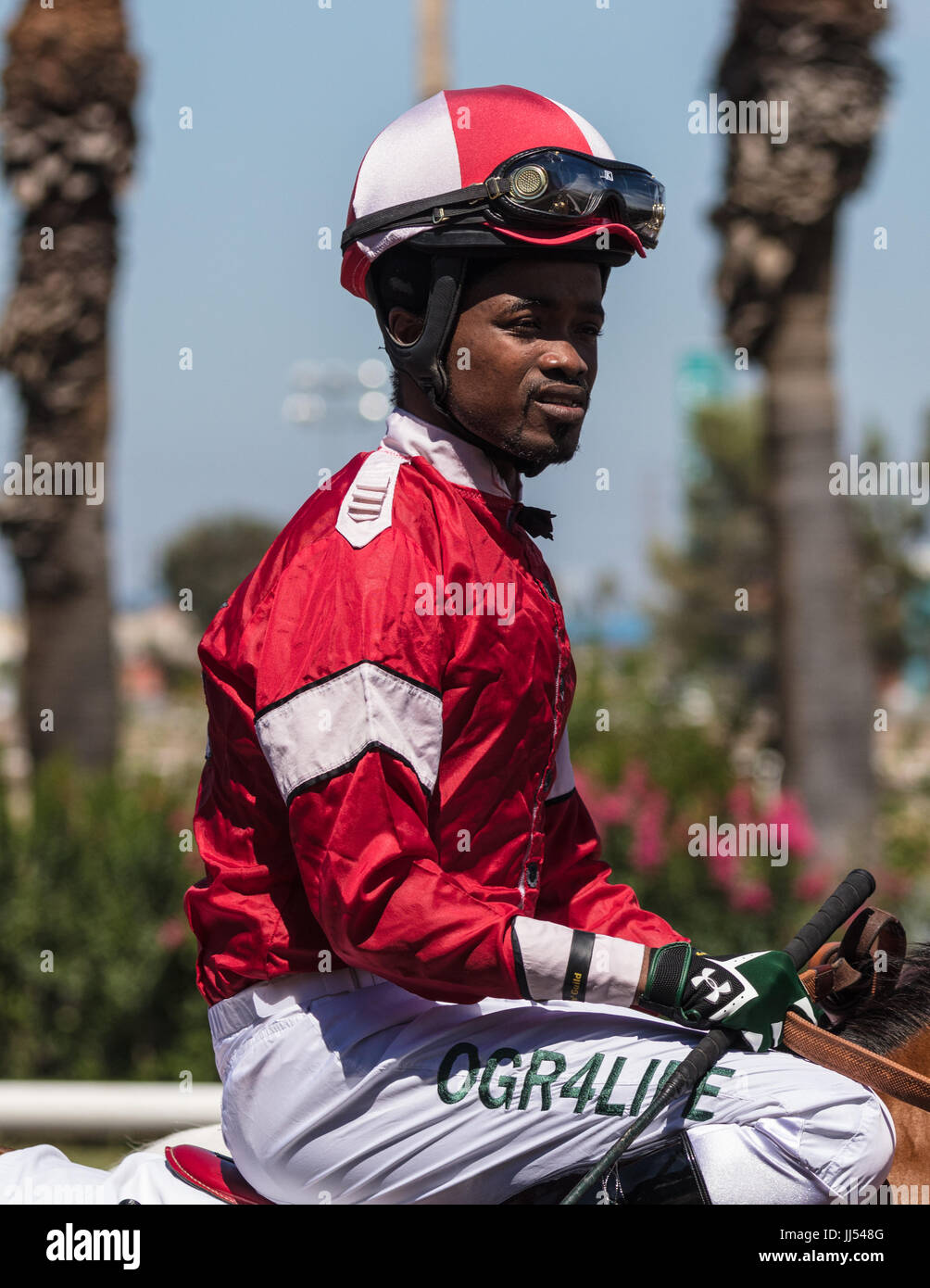 Horse racing action at the Cal Expo in Sacramento, California Stock ...