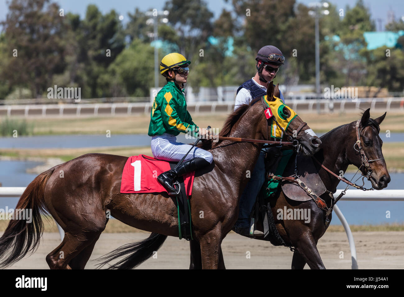 Horse racing action at the Cal Expo in Sacramento, California Stock ...