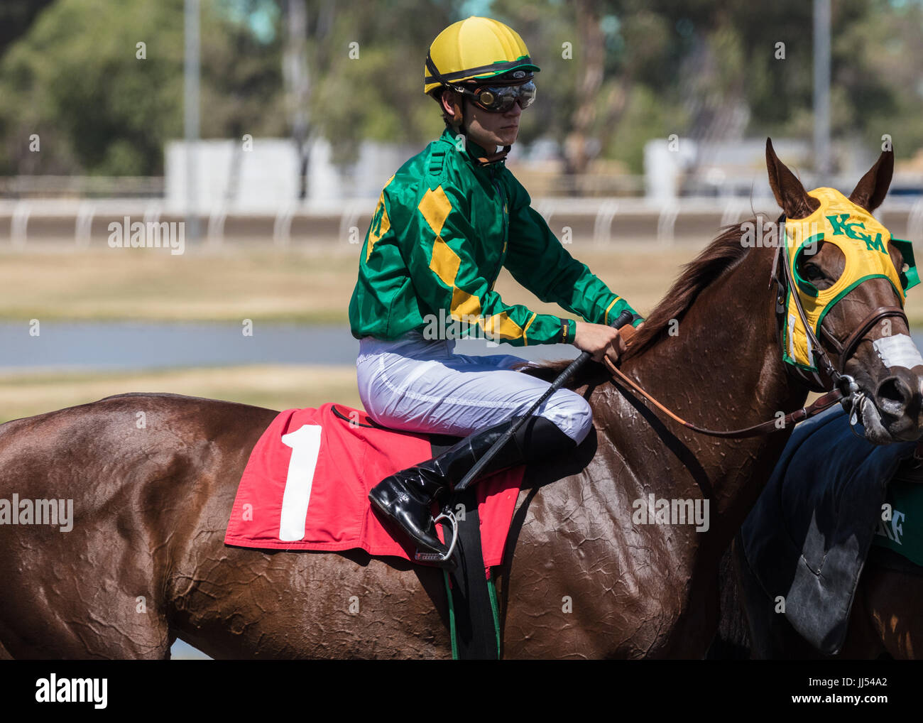 Horse racing action at the Cal Expo in Sacramento, California Stock ...