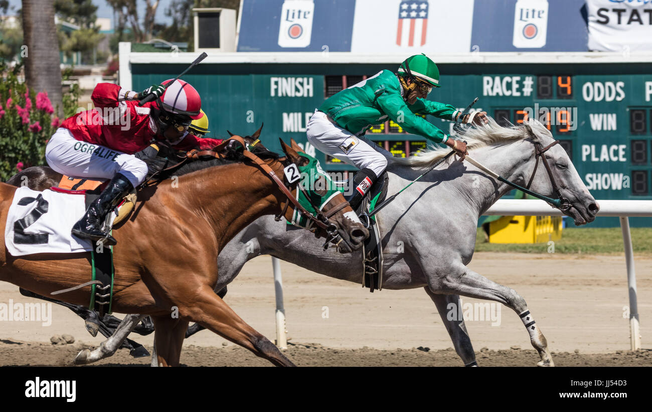 Horse racing action at the Cal Expo in Sacramento, California Stock ...