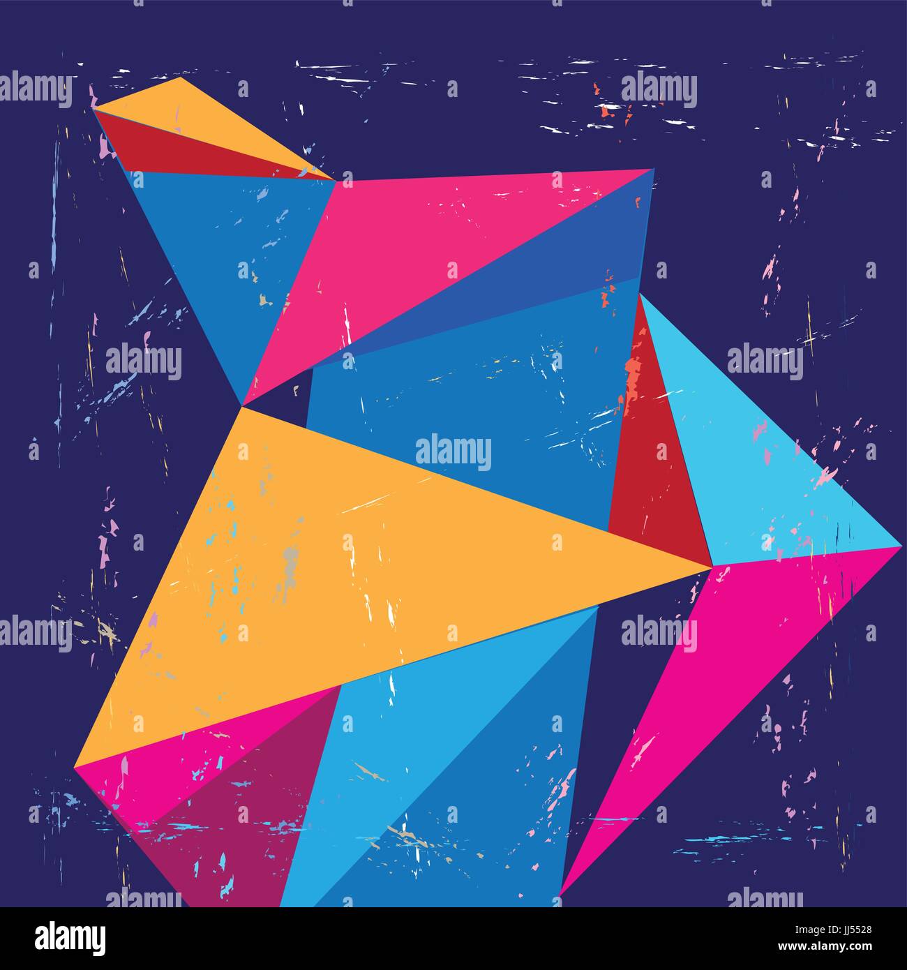 Vector geometric background with triangular colored elements Stock ...