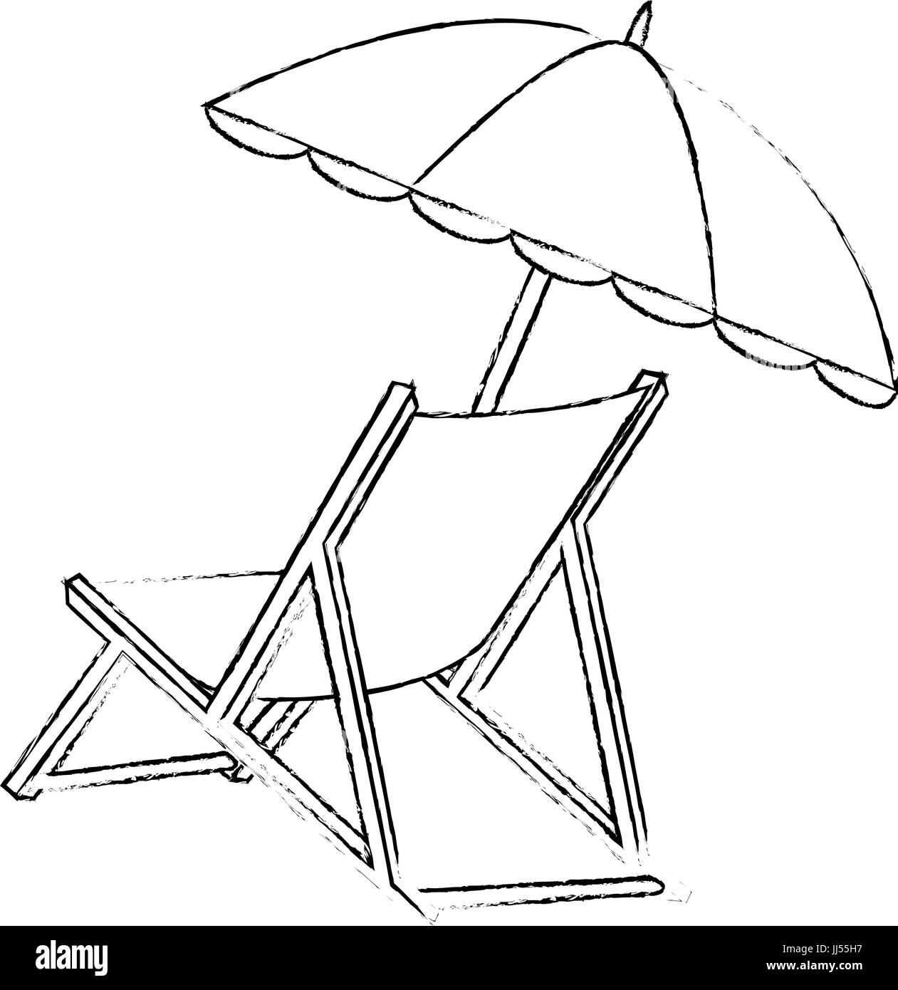 Beach Umbrella And Chair Outline