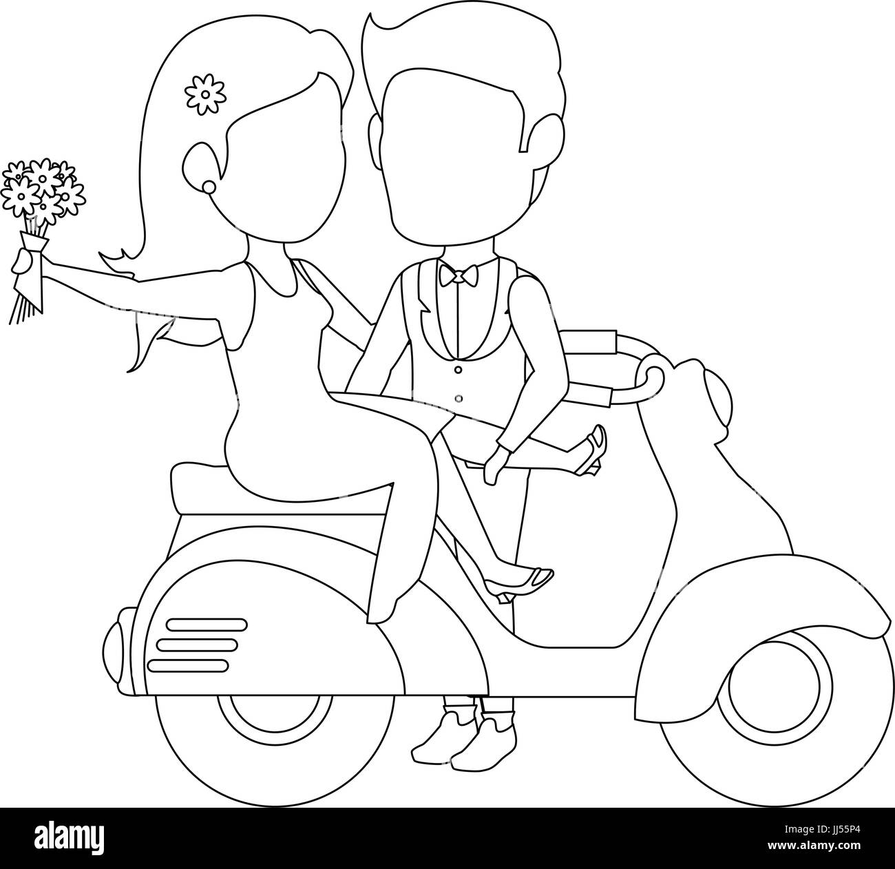 isolated newlywed couple motorcycle icon vector illustration graphic ...