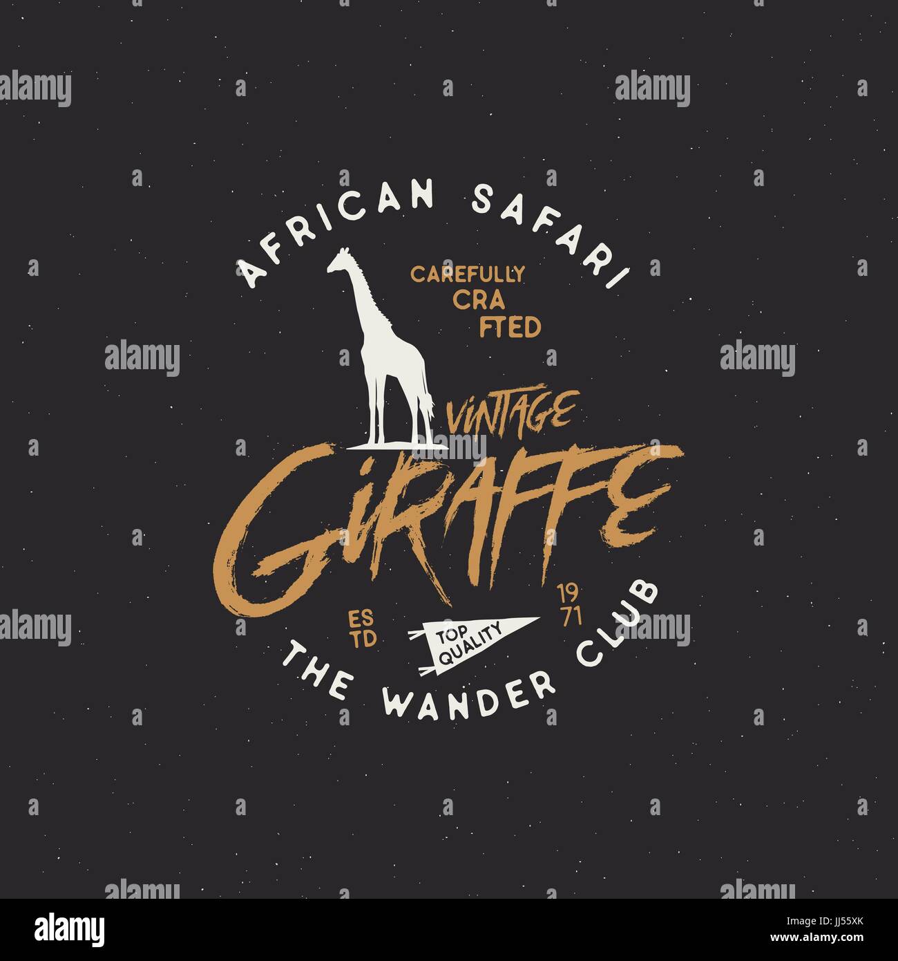 Giraffe badge. Typography design. Stock Vector isolated on black ...