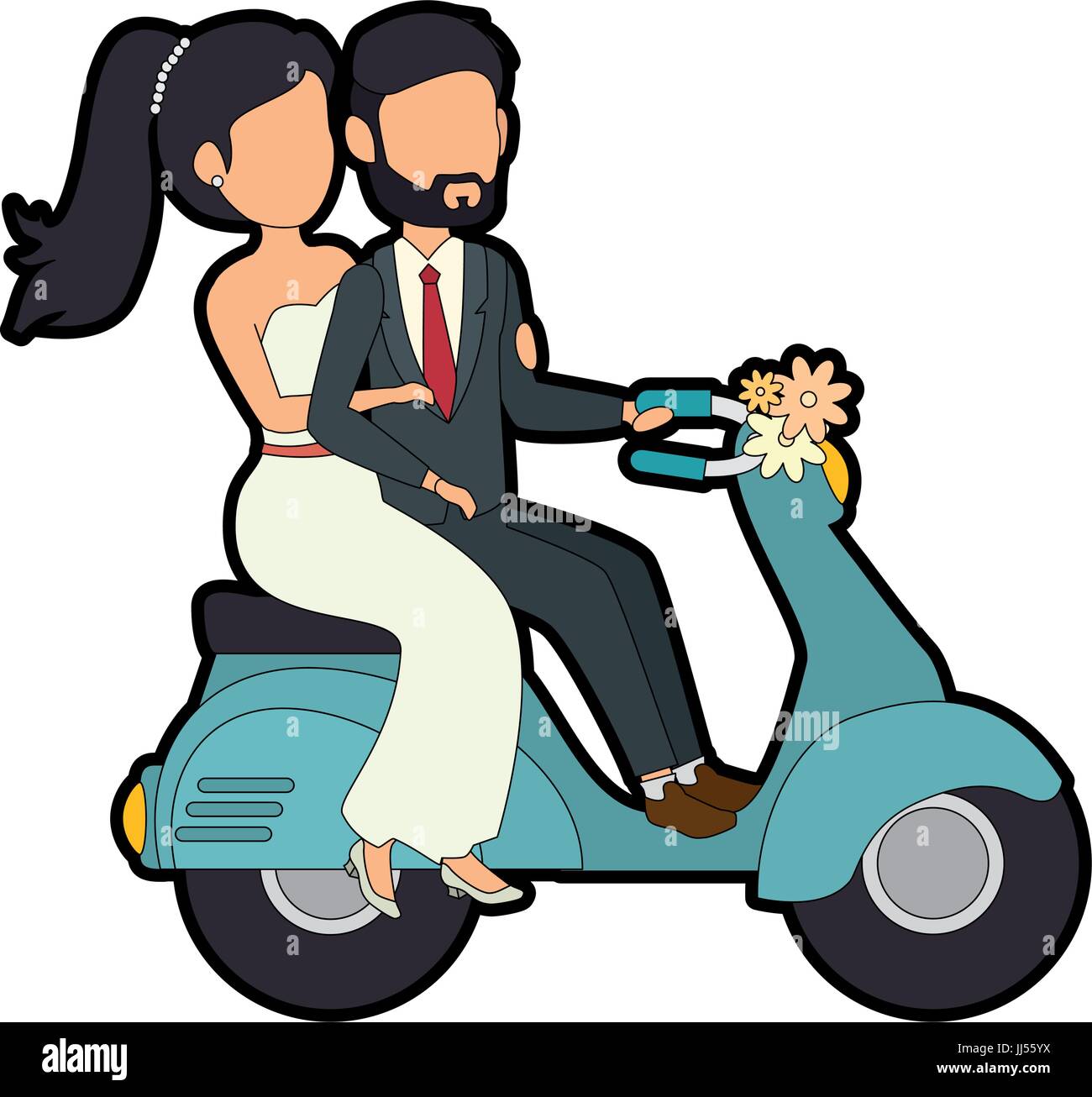 isolated newlywed couple motorcycle icon vector illustration graphic ...