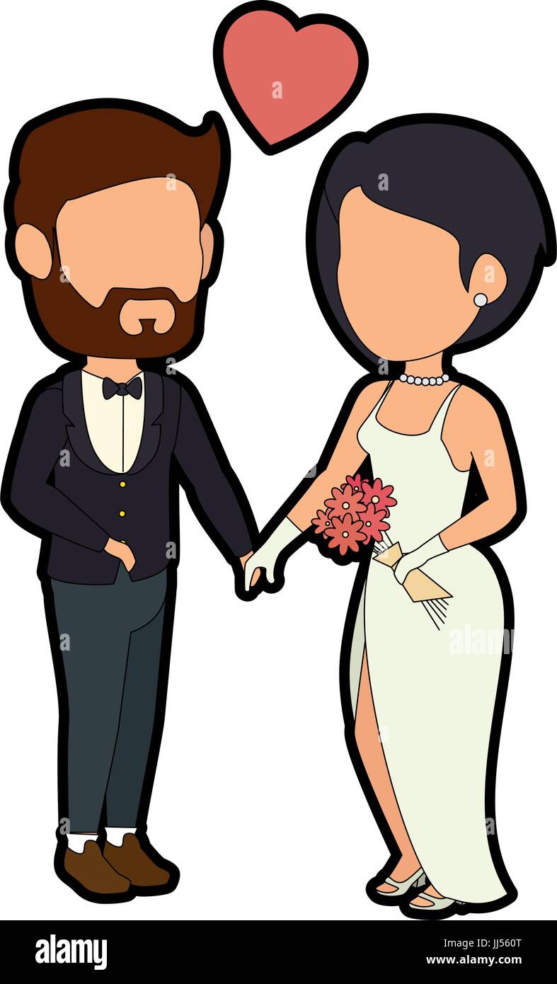 isolated cute newlywed couple icon vector illustration graphic design ...