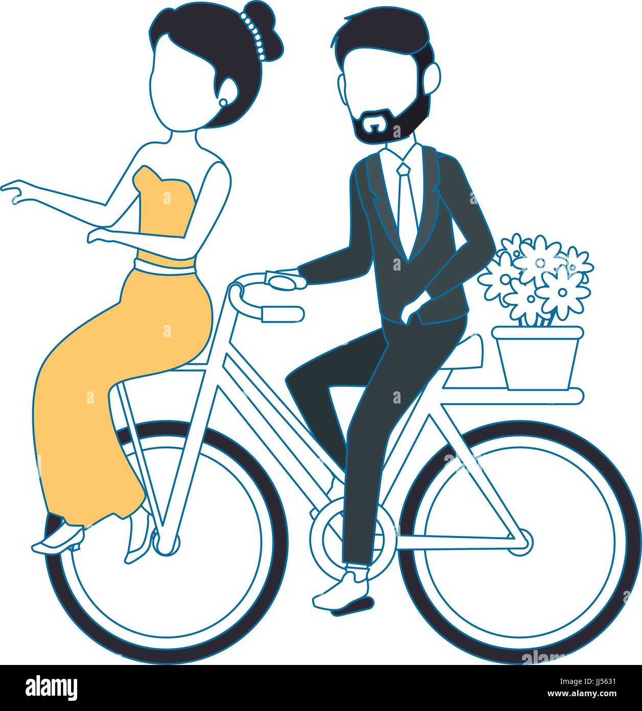 isolted newlywed couple bicycle icon vector illustration graphic design ...