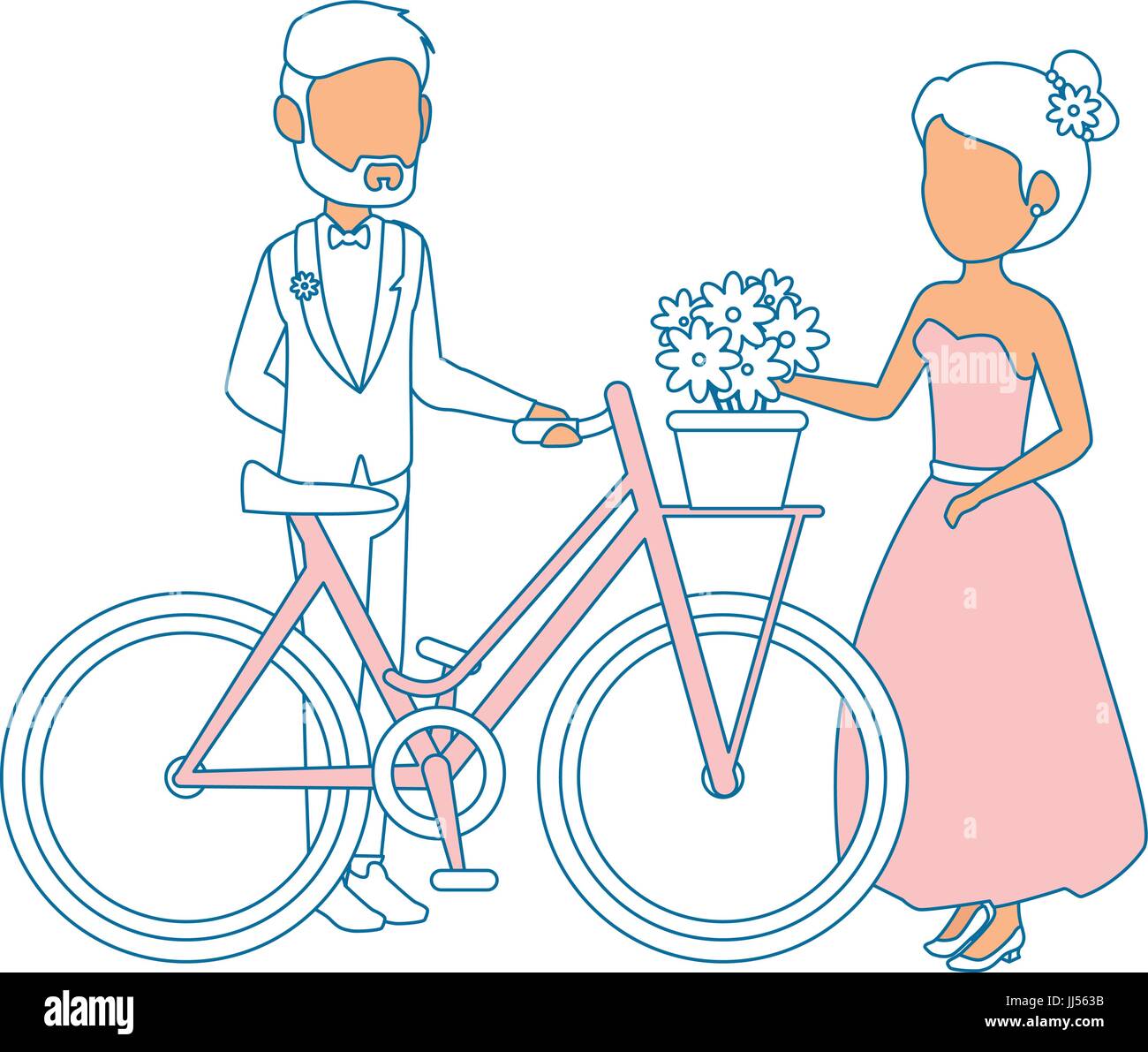 isolted newlywed couple bicycle icon vector illustration graphic design ...