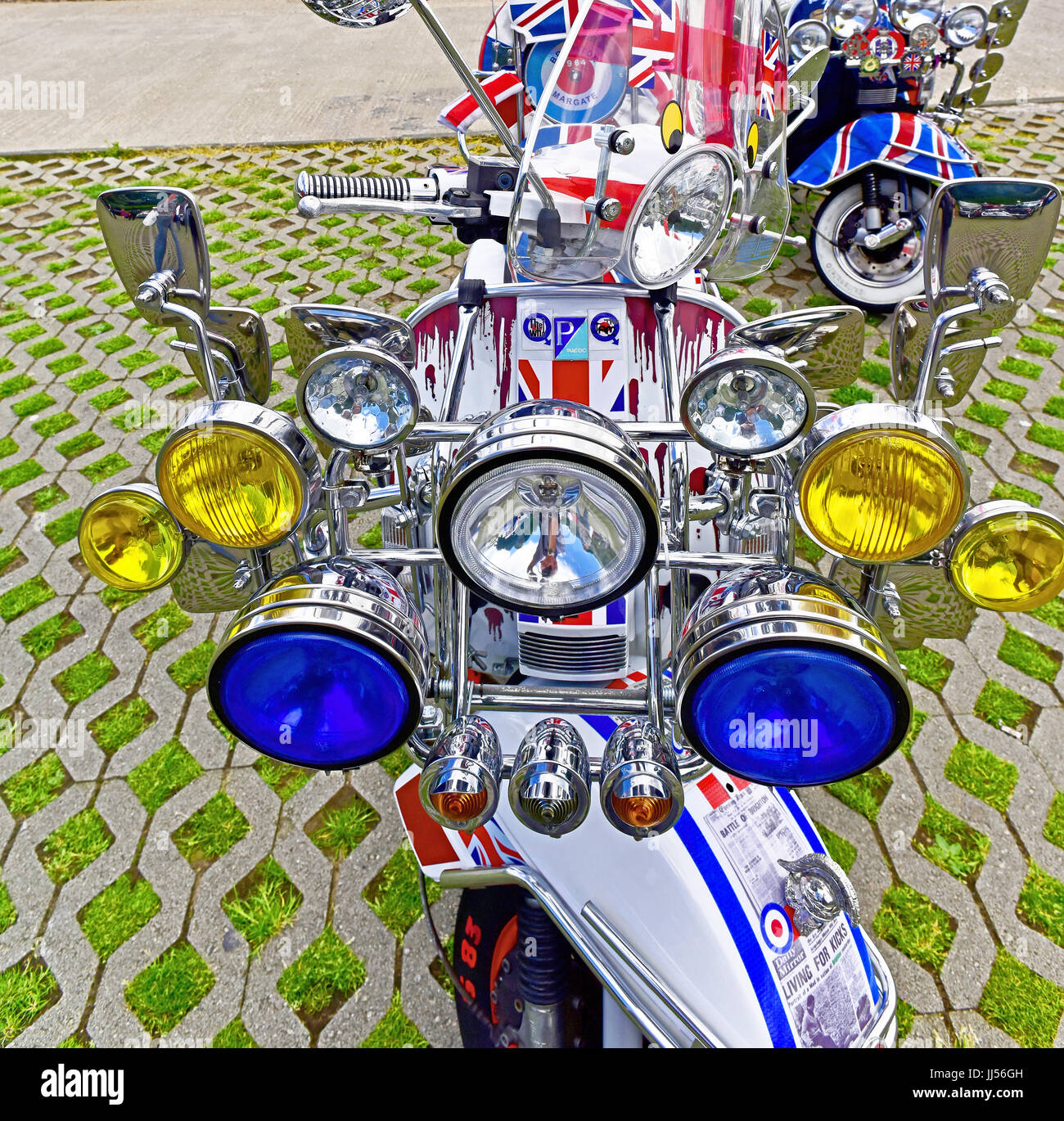 Piaggio Scooter reflections and lights Stock Photo - Alamy