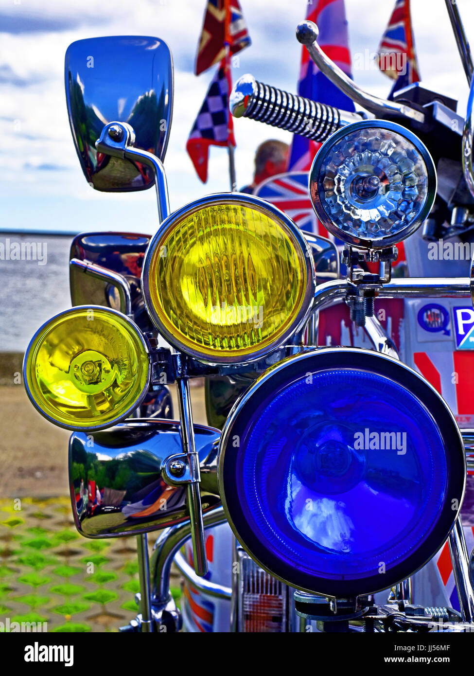 Piaggio Scooter reflections and lights Stock Photo - Alamy