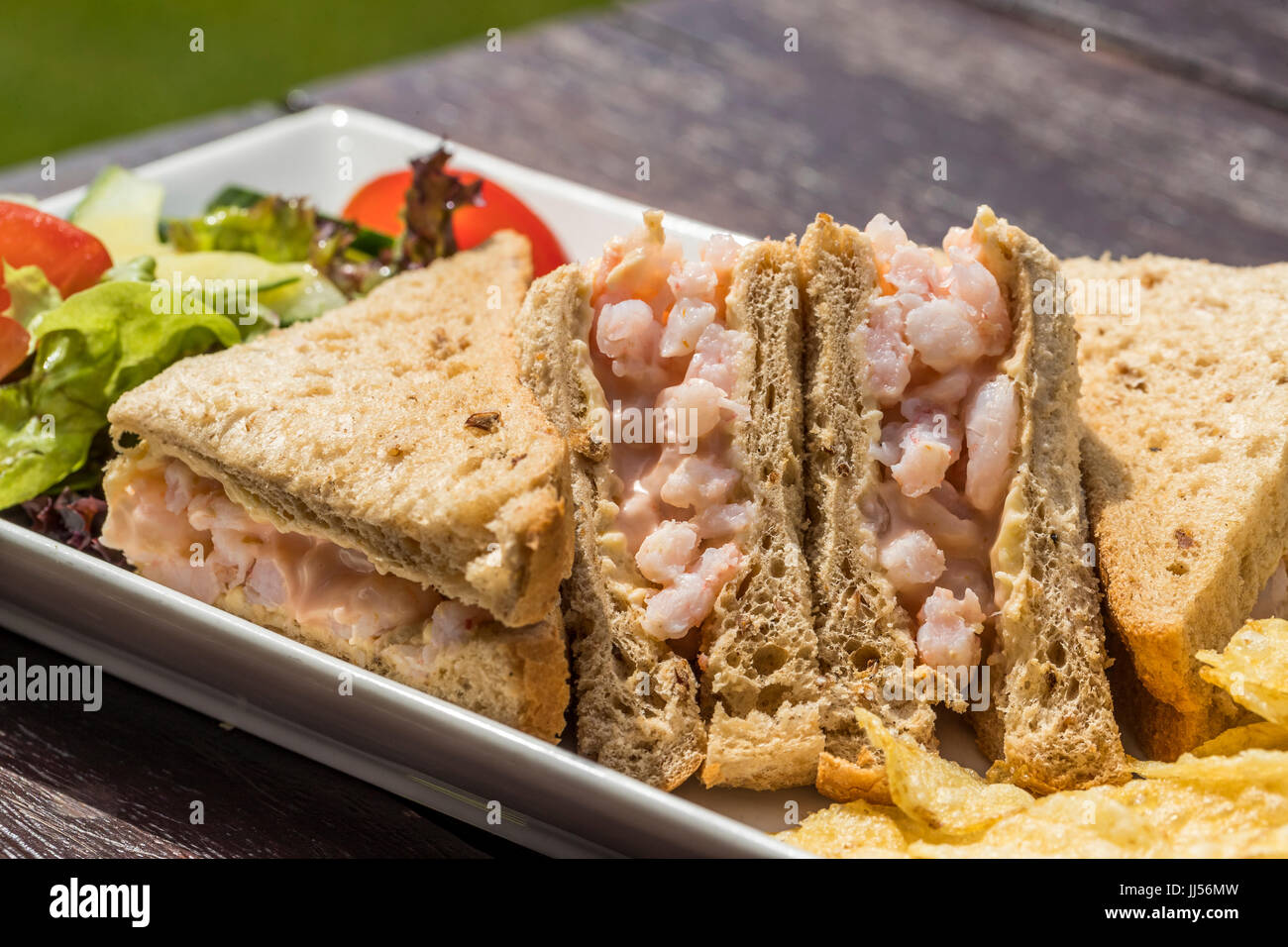 Prawn sandwich on brown bread Stock Photo - Alamy