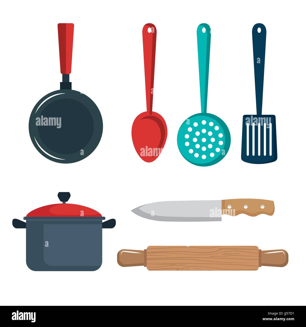 Colorful kitchenware set over white background vector illustration ...