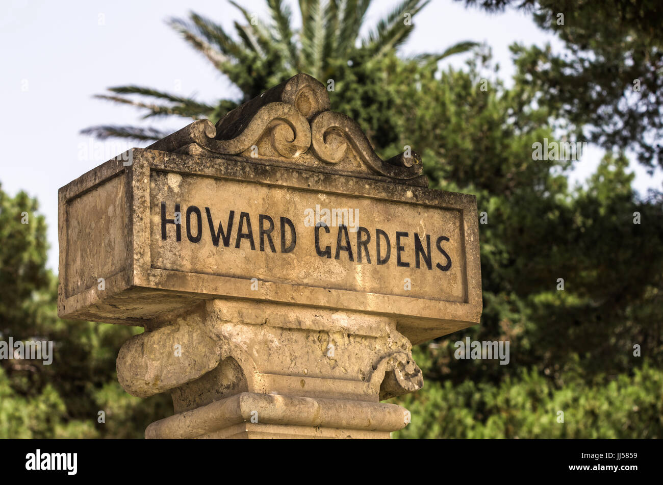 Malta, Rabat: Old information sign in the Howard Gardens Stock Photo ...