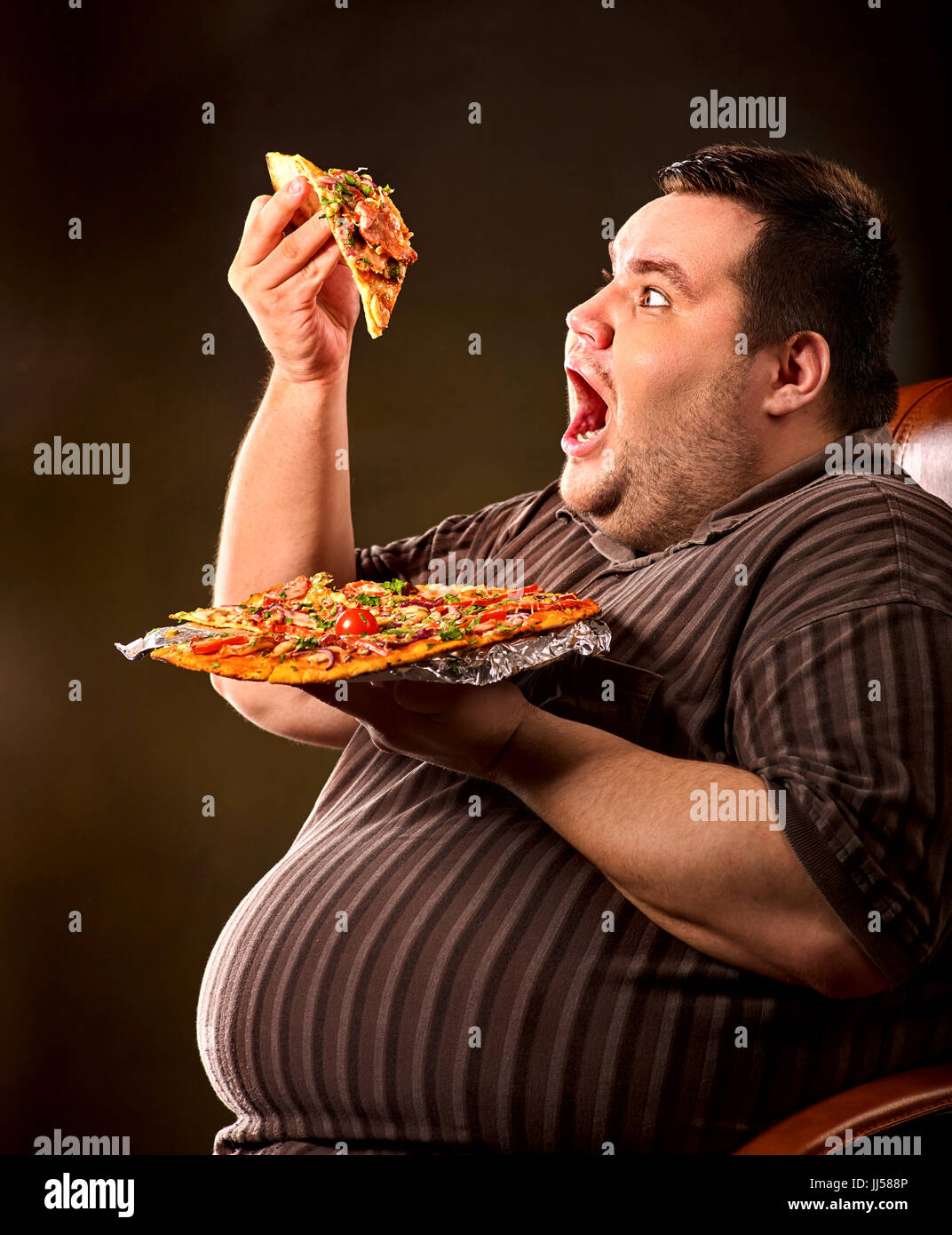 Obesity Eating Pizza
