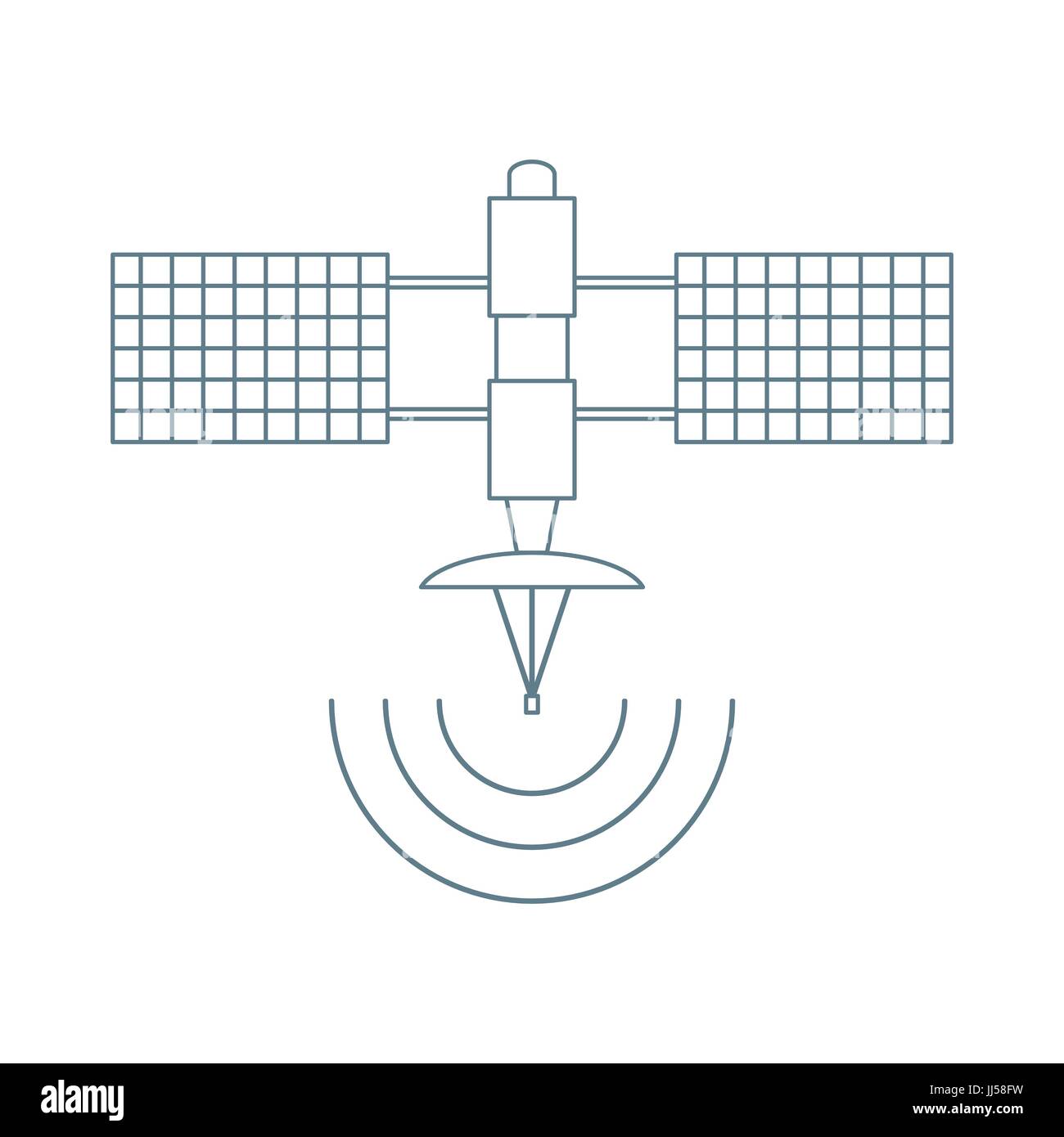 Stylized vector icon of space satellite. Design for banner, poster or ...