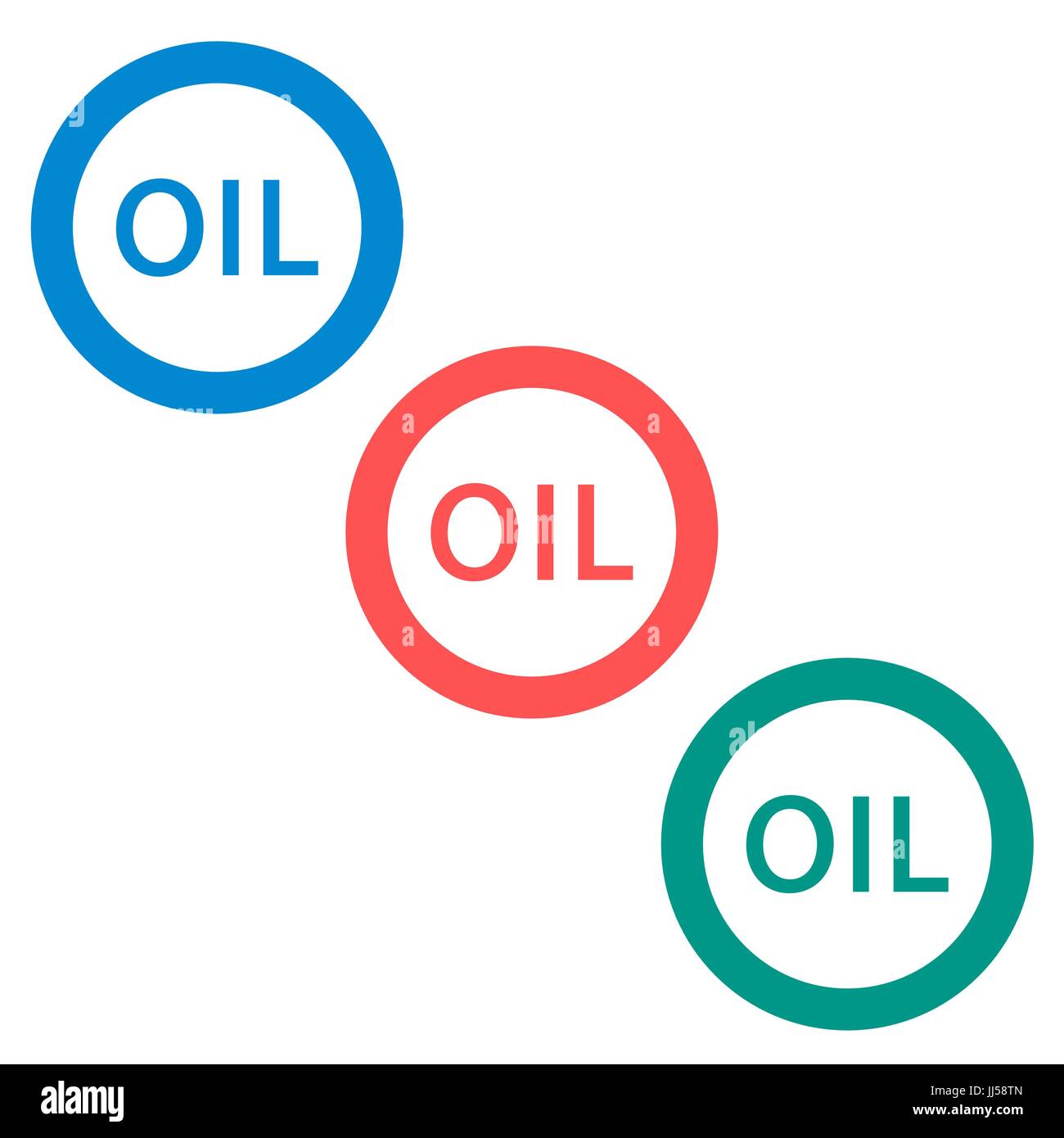 Stylized icon of the three inscription oil on a white background Stock ...