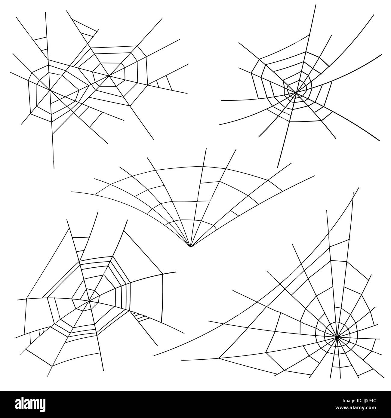 Halloween Spider Web Set Vector. Black Spider Web Isolated On White ...