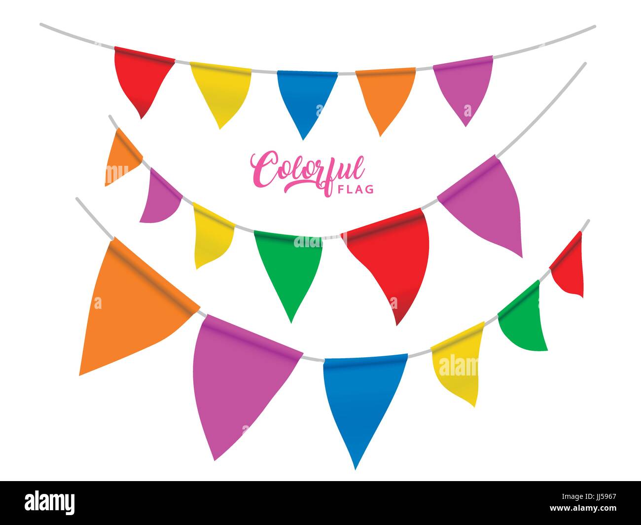 Colorful flags elements design, rainbow color flags for party or ...