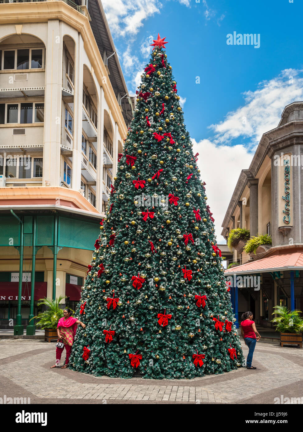 Port Louis, Mauritius - December 25, 2015: Christmas tree in the ...