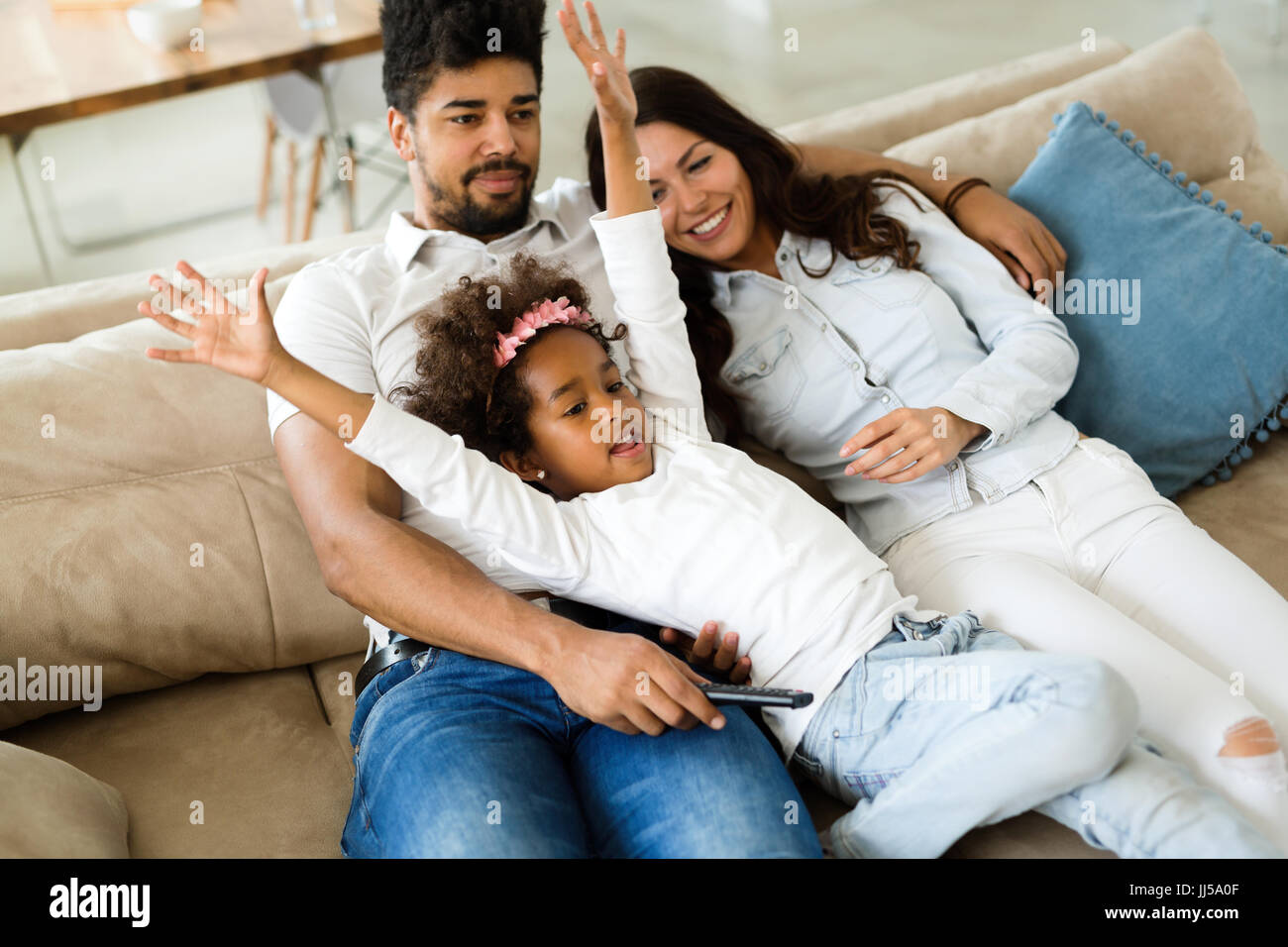 Picture of happy family spending time together Stock Photo - Alamy
